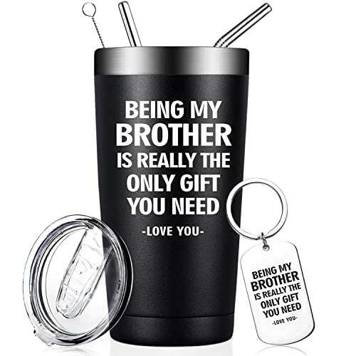 Fufandi Brother Gifts from Sister, Brother - Funny Birthday Gifts for Brother - Friendship Presents for Brothers from Big Brother, Siblings, Brother in Law - Vacuum Insulated Tumbler Cup 20oz