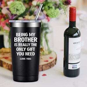 Fufandi Brother Gifts from Sister, Brother - Funny Birthday Gifts for Brother - Friendship Presents for Brothers from Big Brother, Siblings, Brother in Law - Vacuum Insulated Tumbler Cup 20oz