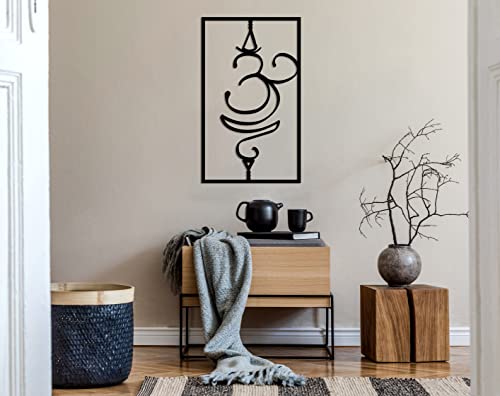 Breathe Sanskrit Symbol Metal Wall Decor, Om Yoga Symbol Wall Art, Yoga Meditation Home Decor, Zen Yoga Studio Decor, Yoga Lover Breathe Gift, Gift for Yoga Lovers (38.5 x 23.1” / 98 x 58 cm)