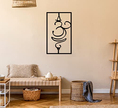 Breathe Sanskrit Symbol Metal Wall Decor, Om Yoga Symbol Wall Art, Yoga Meditation Home Decor, Zen Yoga Studio Decor, Yoga Lover Breathe Gift, Gift for Yoga Lovers (38.5 x 23.1” / 98 x 58 cm)