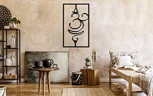 Breathe Sanskrit Symbol Metal Wall Decor, Om Yoga Symbol Wall Art, Yoga Meditation Home Decor, Zen Yoga Studio Decor, Yoga Lover Breathe Gift, Gift for Yoga Lovers (38.5 x 23.1” / 98 x 58 cm)