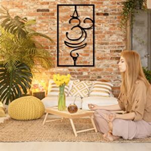 Breathe Sanskrit Symbol Metal Wall Decor, Om Yoga Symbol Wall Art, Yoga Meditation Home Decor, Zen Yoga Studio Decor, Yoga Lover Breathe Gift, Gift for Yoga Lovers (38.5 x 23.1” / 98 x 58 cm)