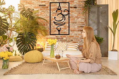 Breathe Sanskrit Symbol Metal Wall Decor, Om Yoga Symbol Wall Art, Yoga Meditation Home Decor, Zen Yoga Studio Decor, Yoga Lover Breathe Gift, Gift for Yoga Lovers (38.5 x 23.1” / 98 x 58 cm)