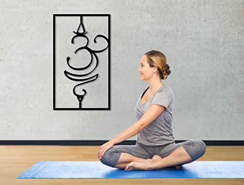 Breathe Sanskrit Symbol Metal Wall Decor, Om Yoga Symbol Wall Art, Yoga Meditation Home Decor, Zen Yoga Studio Decor, Yoga Lover Breathe Gift, Gift for Yoga Lovers (38.5 x 23.1” / 98 x 58 cm)