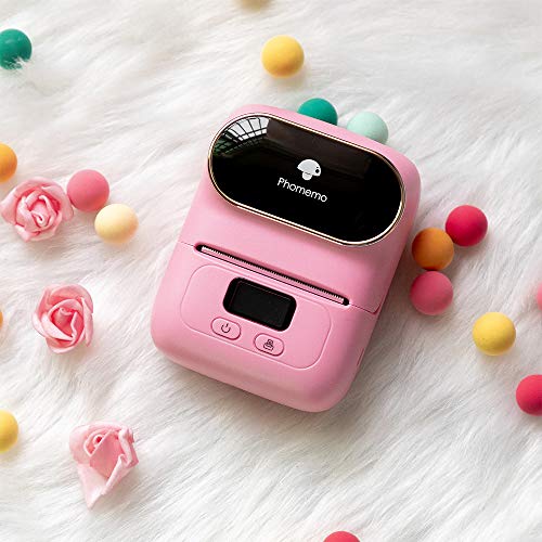 Phomemo M110 Label Maker- Portable Mini Bluetooth Thermal Label Printer Apply to Labeling, Office, Cable, Retail, Barcode and More, Compatible with Android & iOS System, with 1 40×30mm Label, Pink