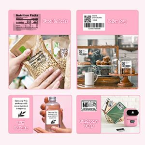 Phomemo M110 Label Maker- Portable Mini Bluetooth Thermal Label Printer Apply to Labeling, Office, Cable, Retail, Barcode and More, Compatible with Android & iOS System, with 1 40×30mm Label, Pink