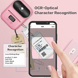 Phomemo M110 Label Maker- Portable Mini Bluetooth Thermal Label Printer Apply to Labeling, Office, Cable, Retail, Barcode and More, Compatible with Android & iOS System, with 1 40×30mm Label, Pink