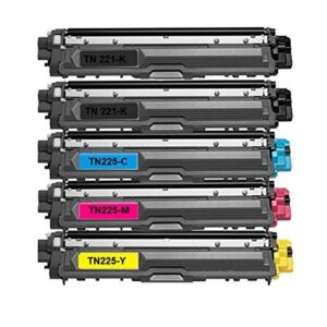 Speedy Toner Brother TN221 Laser Toner Replacement Cartridges Set of 5, CMYK