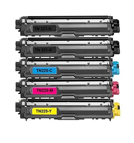 Speedy Toner Brother TN221 Laser Toner Replacement Cartridges Set of 5, CMYK