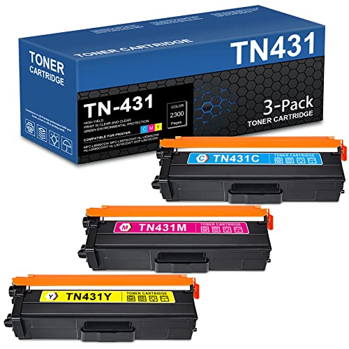 NUCALA TN-431 (TN431) 3PK: Cyan, Magenta, Yellow, Compatible TN-431C,TN431M,TN431Y Toner Cartridge Replacement for Brother TN4313PK to use with MFC-L8900CDW L8610CDW, HL-L8360CDW L8260CDW Printer Ink