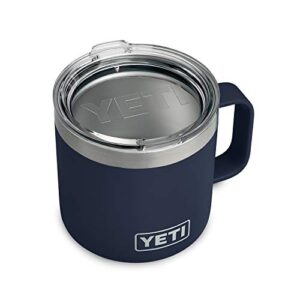 yeti rambler 14 oz stainless steel vacuum insulated mug with lid, navy