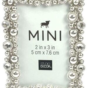 Studio Decor Bejeweled Silver Tone Metal Mini Picture Frame 2 X 3