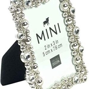 Studio Decor Bejeweled Silver Tone Metal Mini Picture Frame 2 X 3