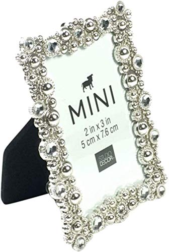 Studio Decor Bejeweled Silver Tone Metal Mini Picture Frame 2 X 3