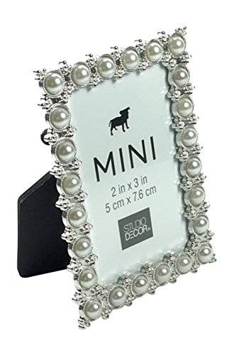 Studio Decor Silver Tone Imitation Pearl Metal Mini Picture Frame, 2 X 3 (Standard Version)