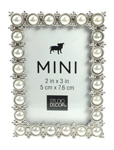 studio decor silver tone imitation pearl metal mini picture frame, 2 x 3 (standard version)