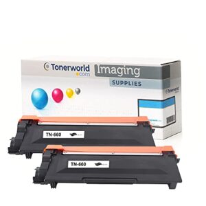 tonerworld compatible black toner cartridge for brother tn660 – 2 pack