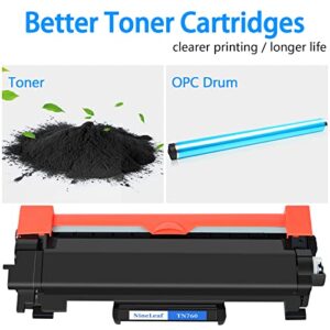 NineLeaf (3,000 Pages per Compatible Toner Cartridge Replacement for Brother TN760 TN-760 TN730 with CHIP to use in DCP-L2550DW HL-L2350DW HL-L2390DW MFC-L2710DW MFC-L2750DW Printer (1 Pack Black)