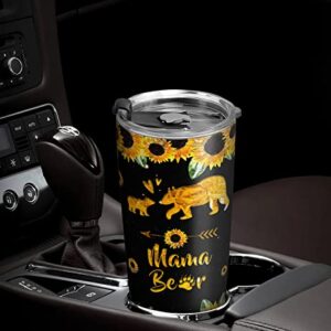 64HYDRO 20oz Mama Bear Unique Birthday Gifts for Women, Wife, Mom, Daughter, Friends, Valentines Day Gifts for Her, Inspirational Gifts Mother Bear Tumbler Cup, Insulated Travel Coffee Mug with Lid