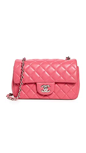 CHANEL Women's Pre-Loved Pink Lambskin Rectangular Flap Bag, Pink, One Size