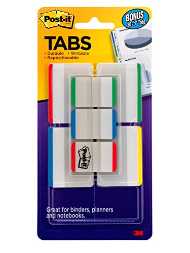 Post-it Tabs Value Pack, Asst Primary Colors, 1 in and 2 in Sizes, 114 Tabs/Pack (686-VAD1)