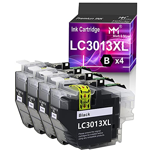 MM MUCH & MORE Compatible Ink Cartridge Replacement for Brother LC-3013 LC3013 Used with MFC-J487DW MFC-J491DW MFC-J497DW MFC-J690DW MFC-J895DW Printers (4 Black)