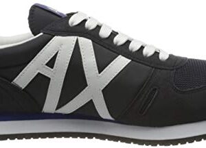 AX Armani Exchange mens Lace Up Logo Sneaker, Navy + Optical White, 10 US