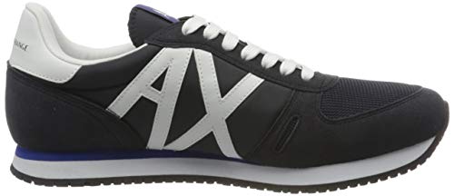 AX Armani Exchange mens Lace Up Logo Sneaker, Navy + Optical White, 10 US