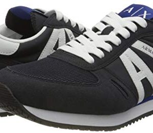 AX Armani Exchange mens Lace Up Logo Sneaker, Navy + Optical White, 10 US