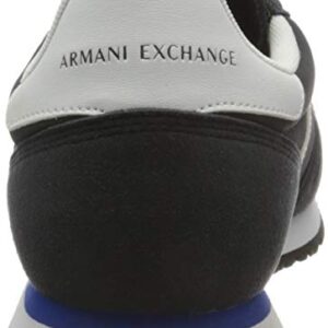 AX Armani Exchange mens Lace Up Logo Sneaker, Navy + Optical White, 10 US