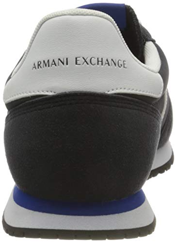 AX Armani Exchange mens Lace Up Logo Sneaker, Navy + Optical White, 10 US