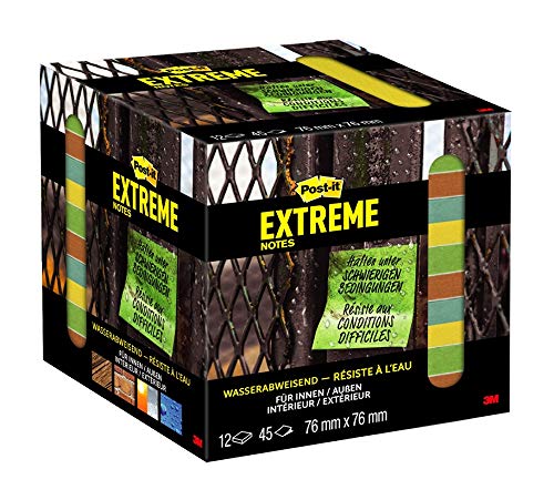 Post-it Extreme Notes EXT33M-12-FRGE, Assorted Colours, 76 mm x 76 mm, 45 Sheets