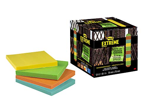 Post-it Extreme Notes EXT33M-12-FRGE, Assorted Colours, 76 mm x 76 mm, 45 Sheets