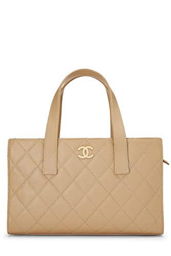 CHANEL, Pre-Loved Beige Calfskin Wild Stitch Tote, Beige