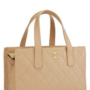 CHANEL, Pre-Loved Beige Calfskin Wild Stitch Tote, Beige