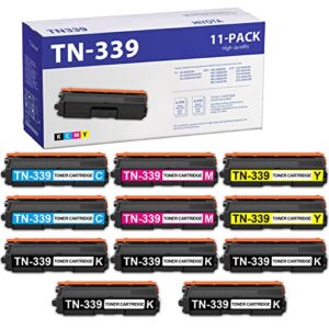 hiyota tn 339 compatible tn339bk tn339c tn339m tn339y extra high yield toner cartridge set replacement for brother tn339 hl-l8250cdn mfc-l8850cdw dcp-l8450cdw series printer (11 pack ,5bk/2c/2m/2y)