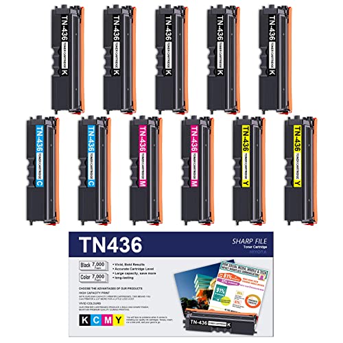 HIYOTA 11-Pack TN-436 TN436 Compatible TN-436BK TN-436C TN-436M TN-436Y Extra High Yield Toner Cartridge Set Replacement for Brother TN436 HL-L8360CDWT MFC-L9570CDW Printer Toner | 5BK/2C/2M/2Y