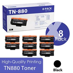 hiyota tn 880 tn880 black toner cartridge 8-pack compatible replacement for brother tn-880 dcp-l5500dn mfc-l6900dw hl-l6300dw l6200dw/dwt l6400dw/dwt l5200dw/dwt series printer – extra high yield