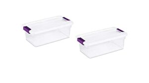 sterilite 17511712 6-quart clearview latch box, with plum handles, 2-pack