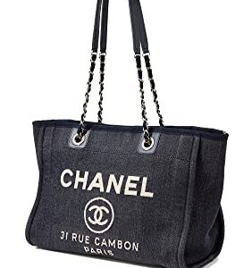 CHANEL Women's Pre-Loved Deauville Medium Tote, Denim, Blue, One Size