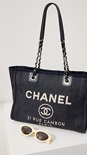 CHANEL Women's Pre-Loved Deauville Medium Tote, Denim, Blue, One Size