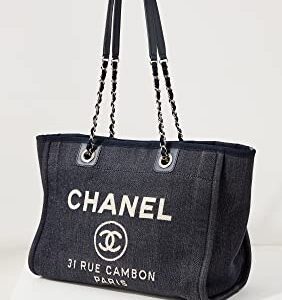 CHANEL Women's Pre-Loved Deauville Medium Tote, Denim, Blue, One Size