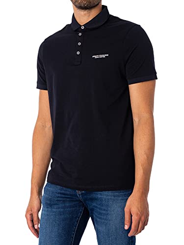 A|X ARMANI EXCHANGE Men's Short Sleeve Contrast Logo Jersey Polo, Navy, XXL