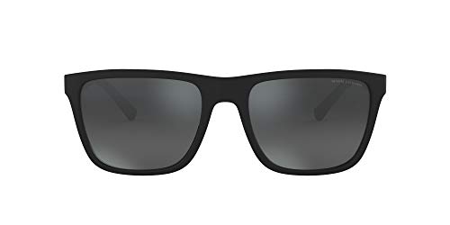 A|X ARMANI EXCHANGE Men's AX4080S Square Sunglasses, Matte Black/Light Grey Mirrored/Black, 57 mm