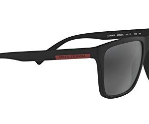 A|X ARMANI EXCHANGE Men's AX4080S Square Sunglasses, Matte Black/Light Grey Mirrored/Black, 57 mm