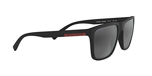 A|X ARMANI EXCHANGE Men's AX4080S Square Sunglasses, Matte Black/Light Grey Mirrored/Black, 57 mm