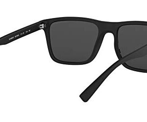 A|X ARMANI EXCHANGE Men's AX4080S Square Sunglasses, Matte Black/Light Grey Mirrored/Black, 57 mm