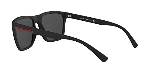 A|X ARMANI EXCHANGE Men's AX4080S Square Sunglasses, Matte Black/Light Grey Mirrored/Black, 57 mm