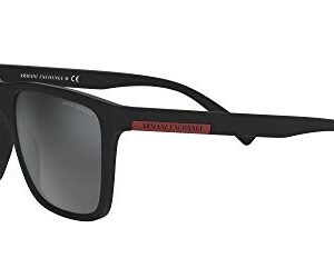 A|X ARMANI EXCHANGE Men's AX4080S Square Sunglasses, Matte Black/Light Grey Mirrored/Black, 57 mm