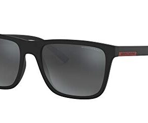 A|X ARMANI EXCHANGE Men's AX4080S Square Sunglasses, Matte Black/Light Grey Mirrored/Black, 57 mm